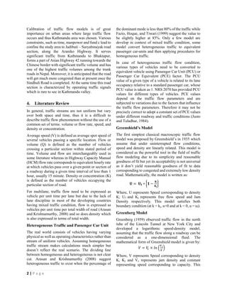 Macroscopic Traffic Flow model for nepalese roads | PDF