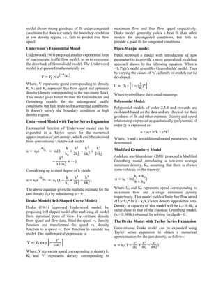 Macroscopic Traffic Flow model for nepalese roads | PDF