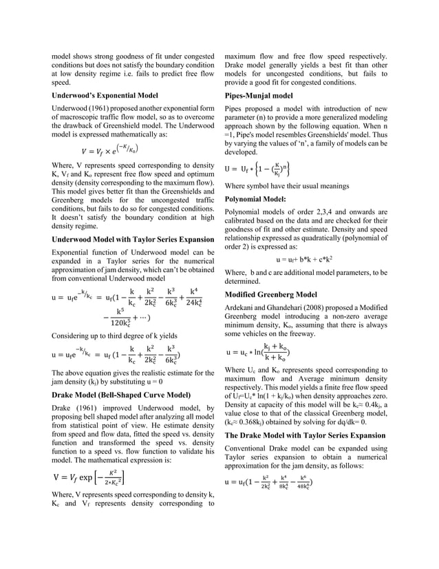 Macroscopic Traffic Flow model for nepalese roads | PDF
