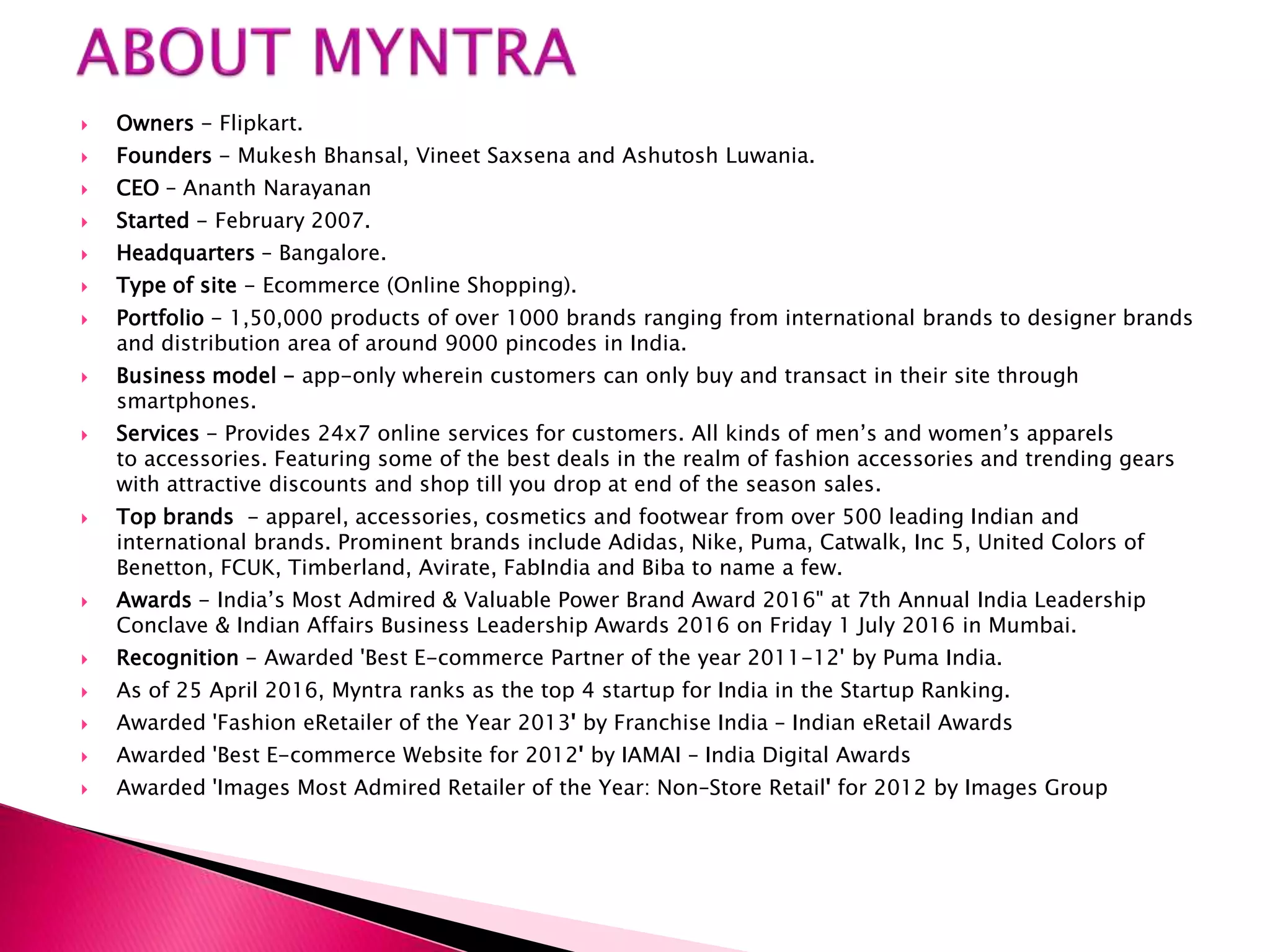 Ppt on Marketing strategy of Myntra | PPTX