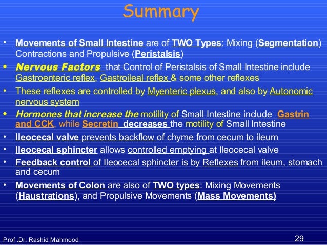 Movements of small and large intestine