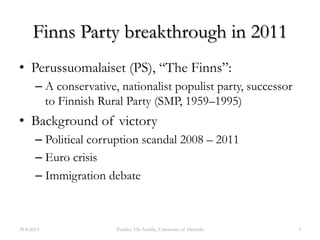 ESA Torino 2013: What is Finnish about The Finns Party? Political ...