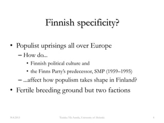 ESA Torino 2013: What is Finnish about The Finns Party? Political ...
