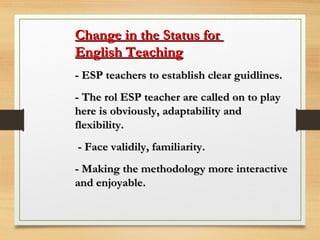 The role of the Esp teacher Jorge Chuva learning activity 1.2 item b.ok