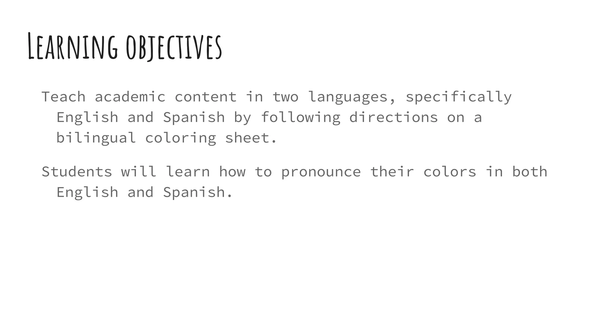 Bilingual Lesson Plan | PPTX