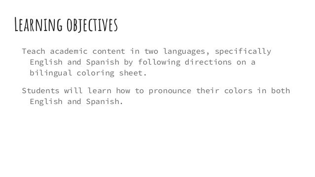 Bilingual Lesson Plan