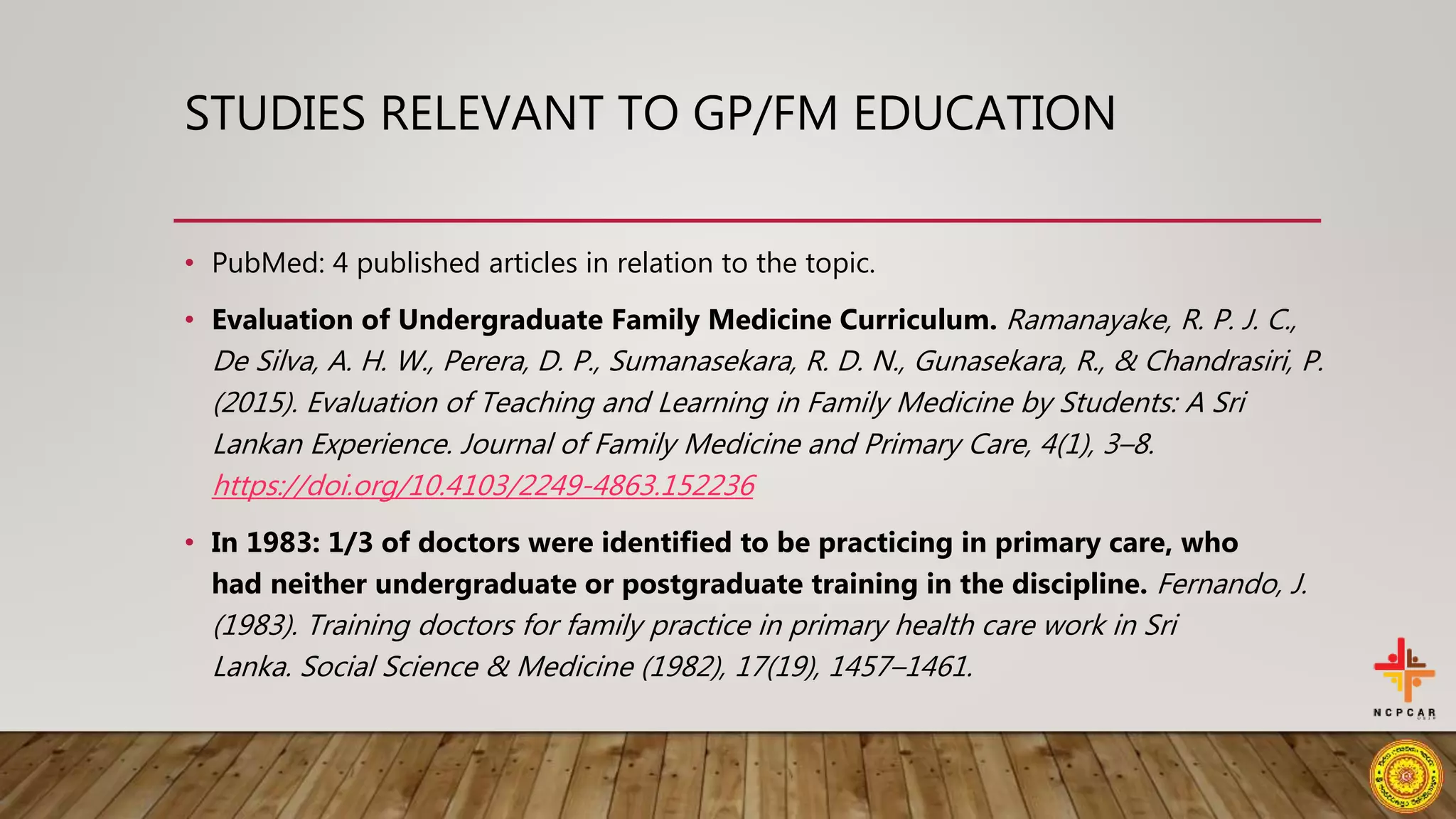 Primary Care Education for Doctors | PPTX