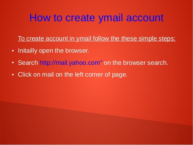 how to create account in ymail?