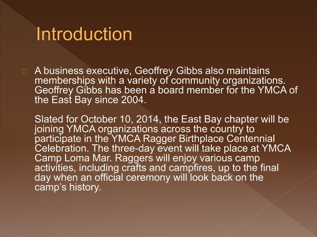 YMCA of the East Bay and the Ragger Birthplace Centennial Celebration | PPTX