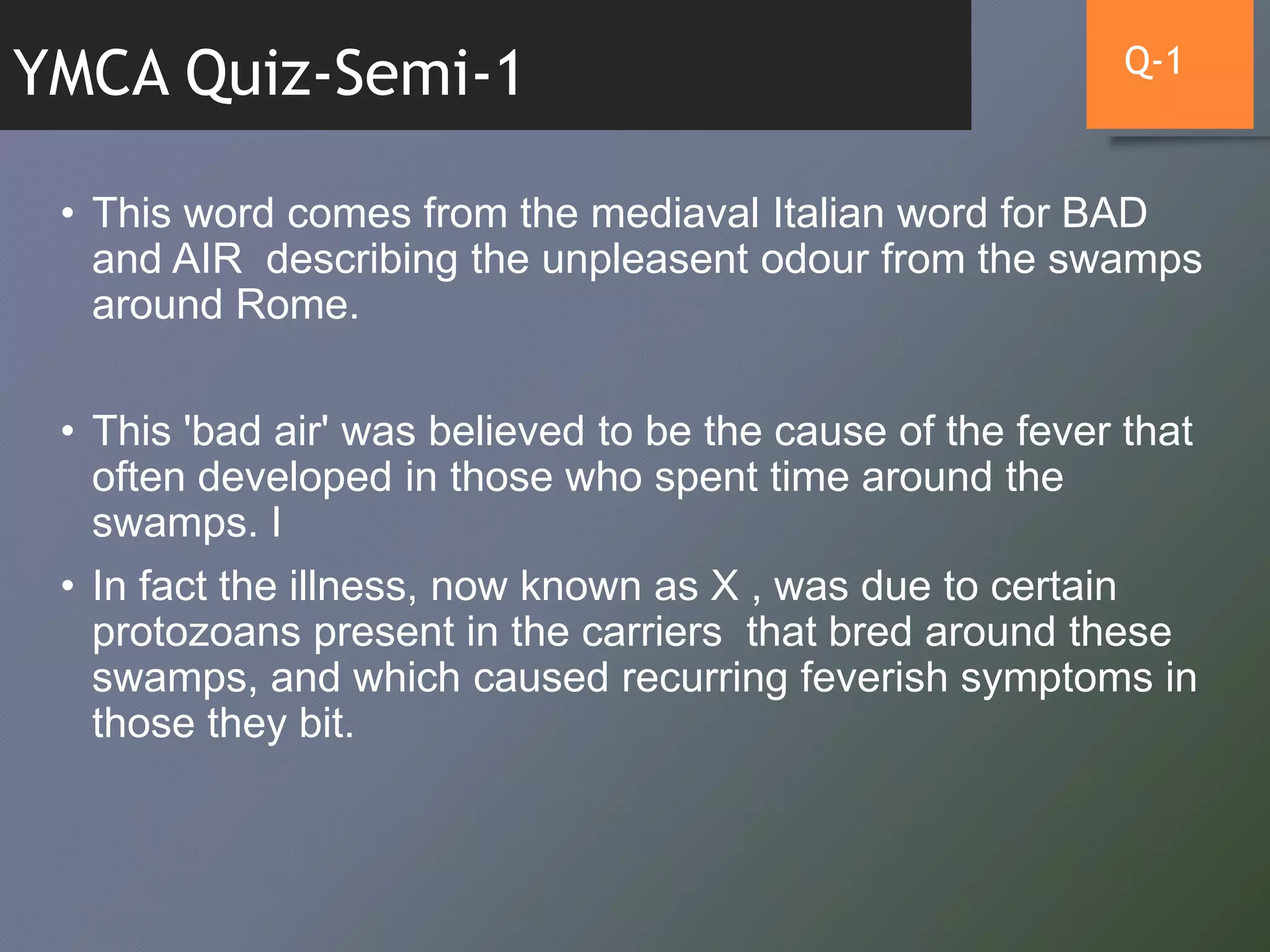 Ymca quiz semifinals | PPTX