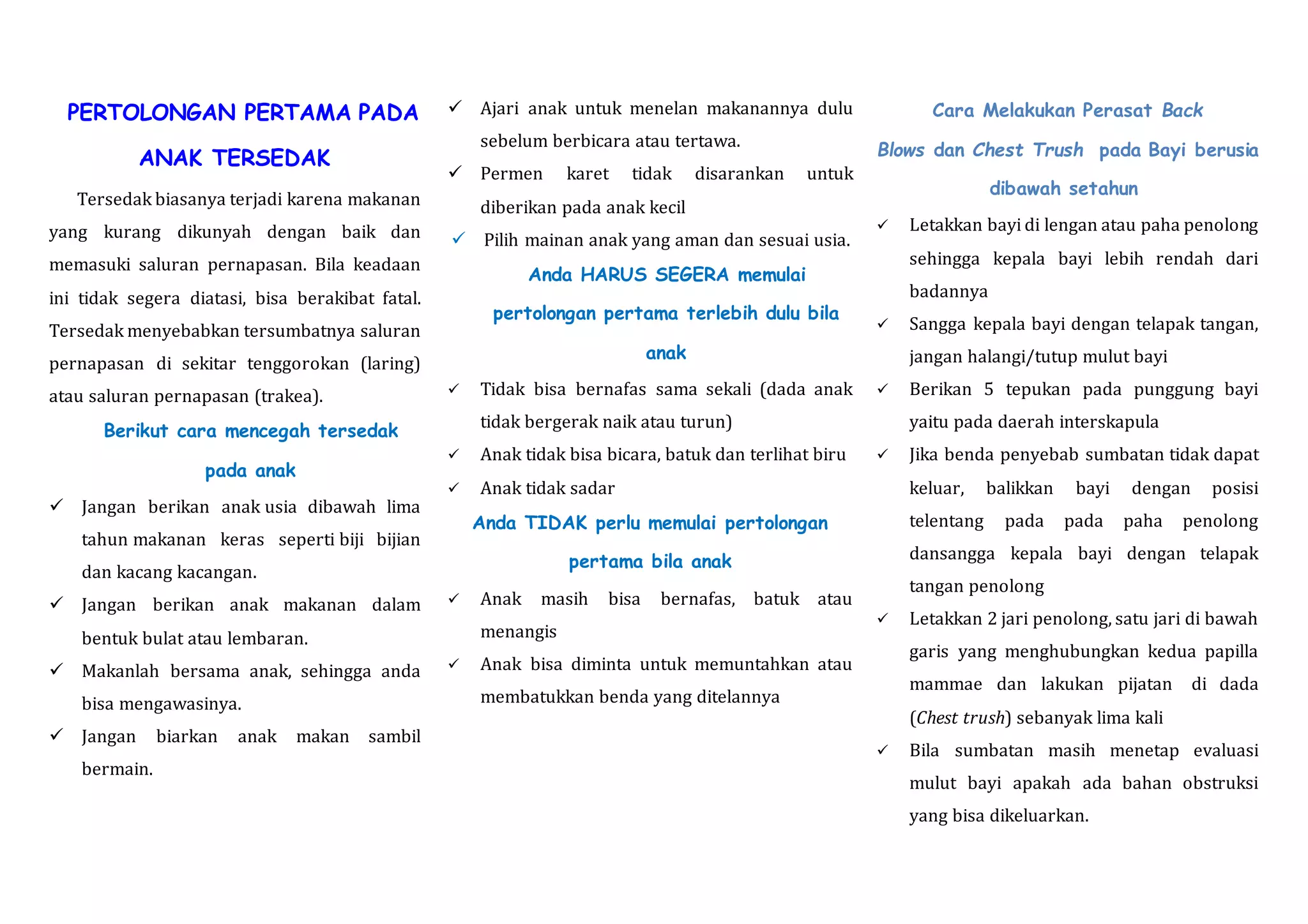Leaflet pertolongan pertama pada anak tersedak | DOCX
