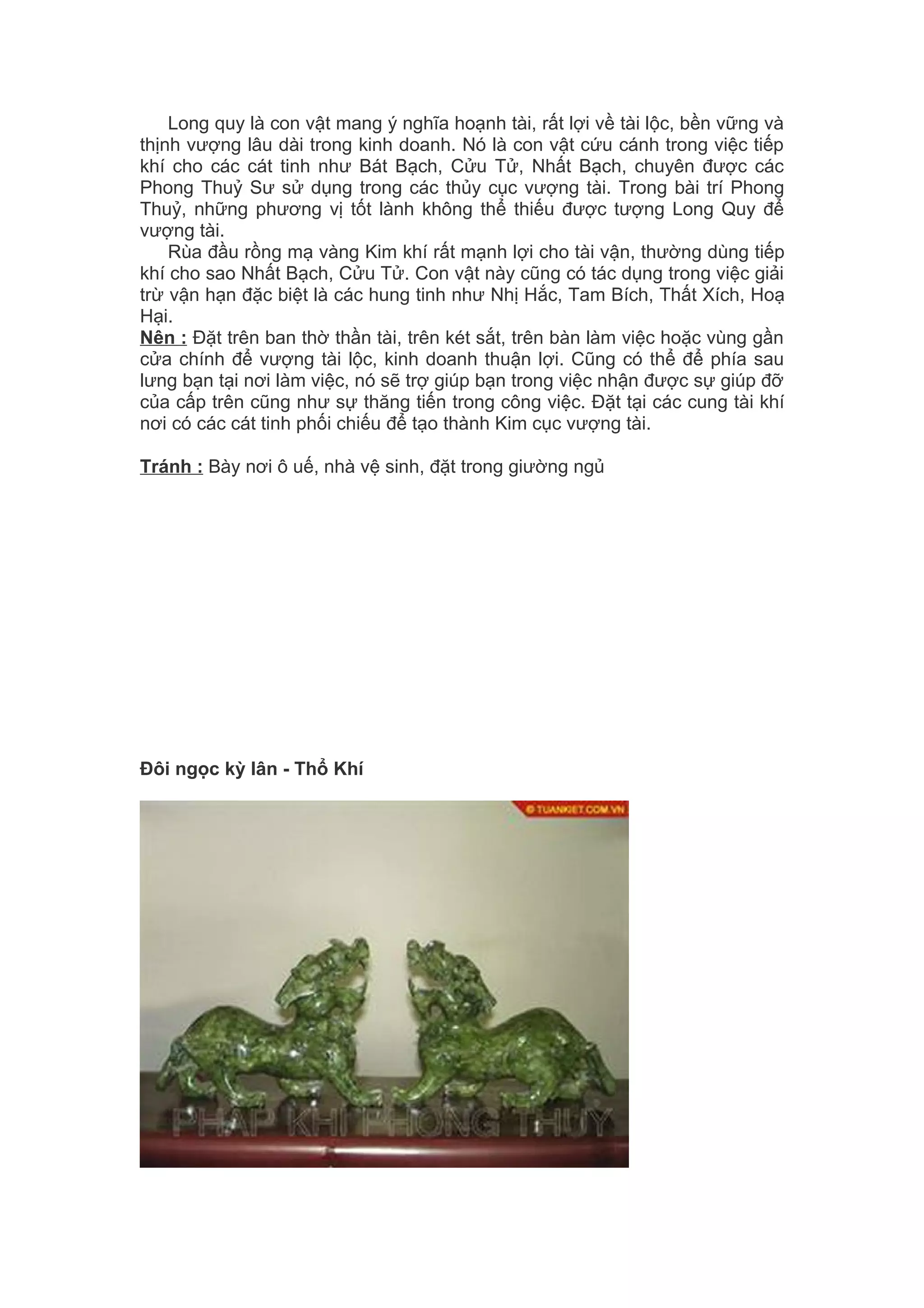 Y nghia cac con vat trong phong thuy | DOC
