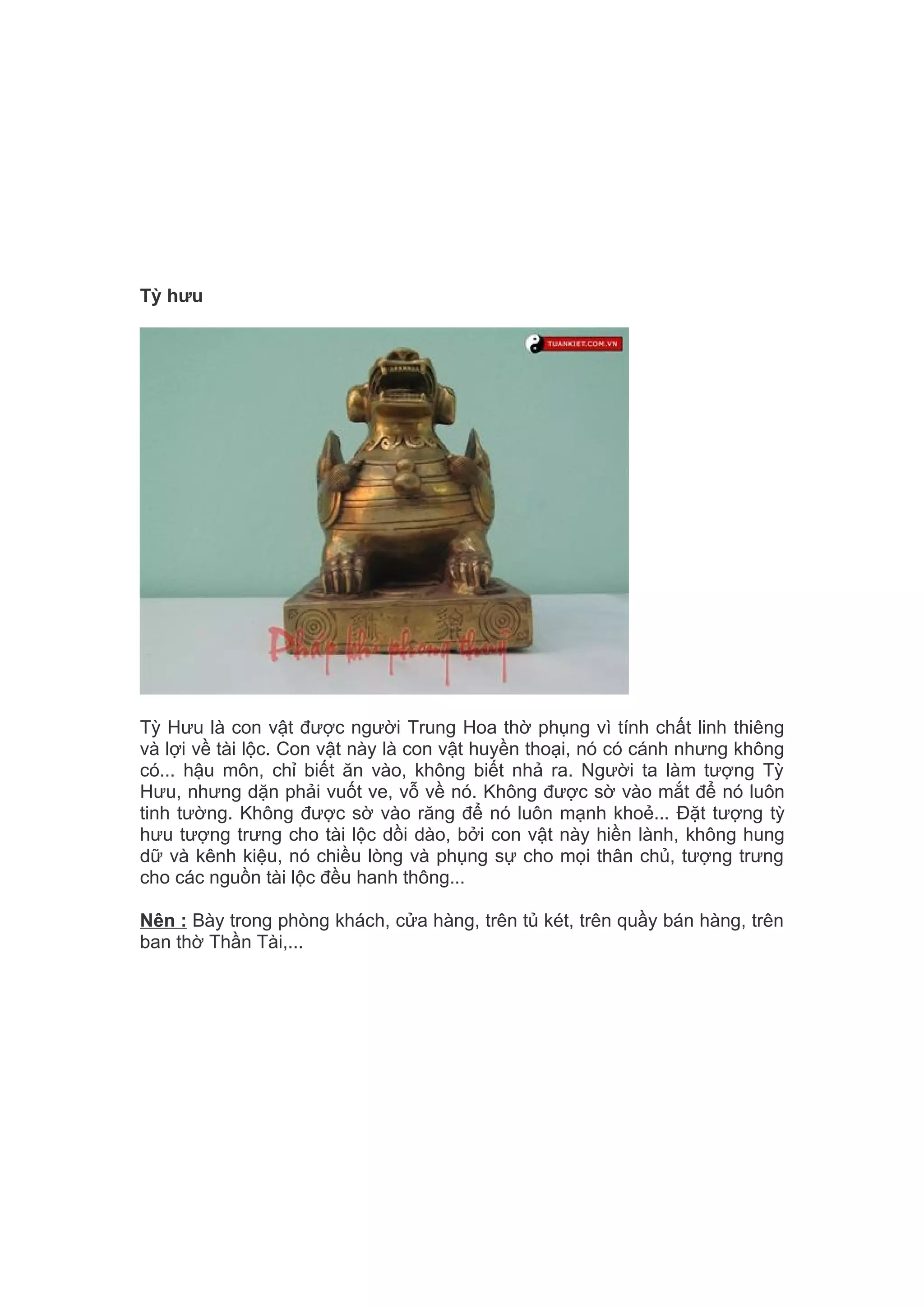 Y nghia cac con vat trong phong thuy | DOC