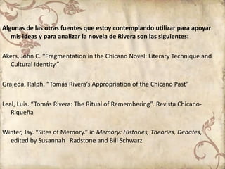 Análisis de ".. y no se lo tragó la tierra" como un lugar de memoria | PPTX