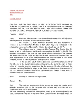 Ynot V. IAC, 18 SCRA 659 Case Digest Constitutional | DOCX