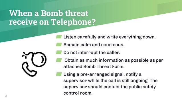 SOP of Handling a Bomb Threat | PPTX