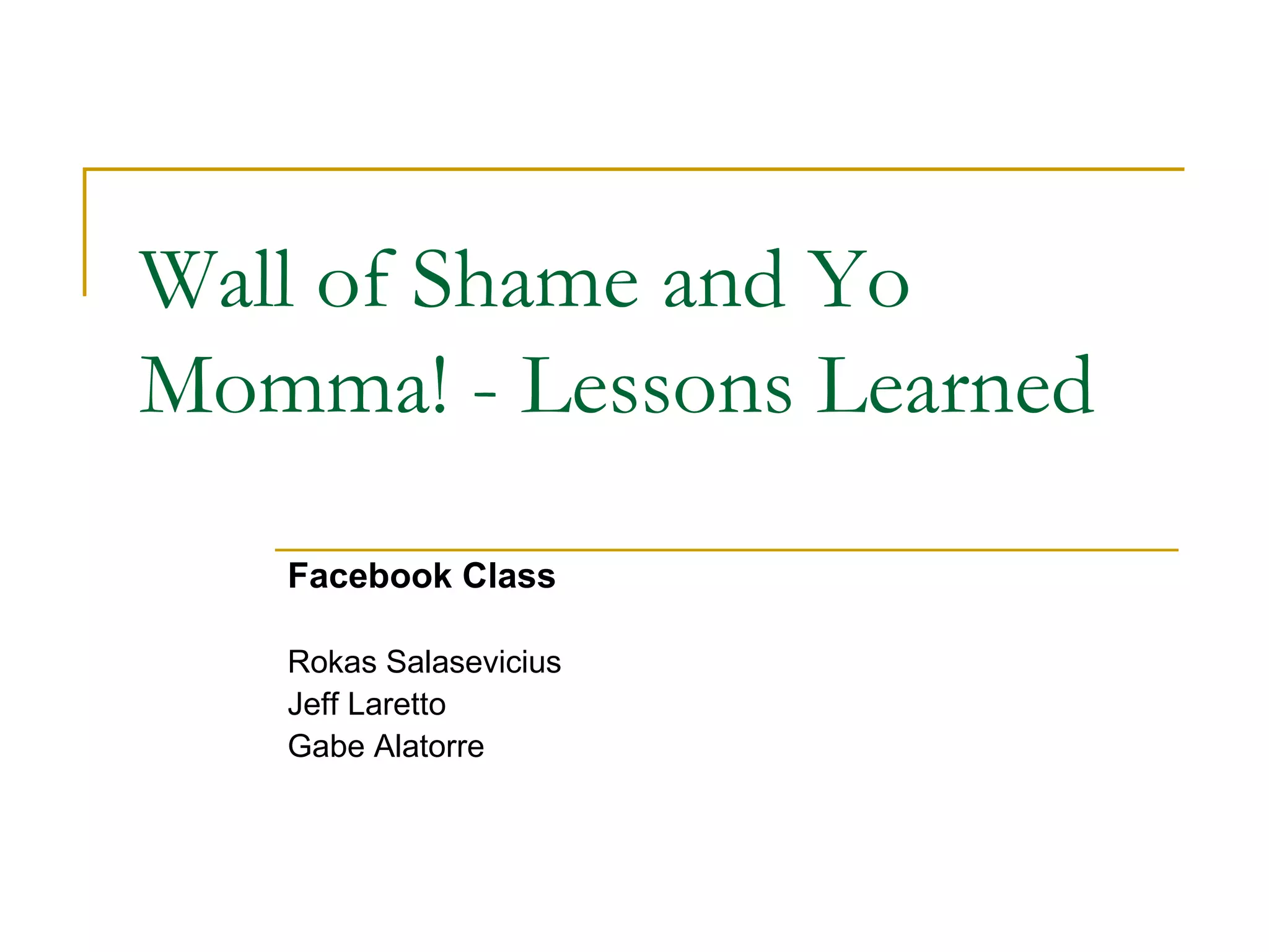 YO MOMMA! - Stanford Facebook Class | PPT
