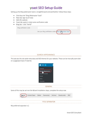 Yoast SEO Setup Guide | PDF