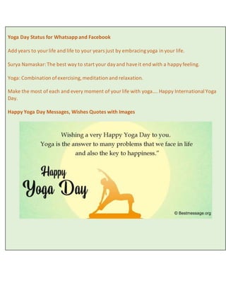 International Yoga Day Messages, Wishes, Yoga Quotes, Greetings | PDF