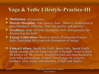 Yoga and vedic lifestyle | PPT
