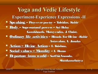 Yoga and vedic lifestyle | PPT