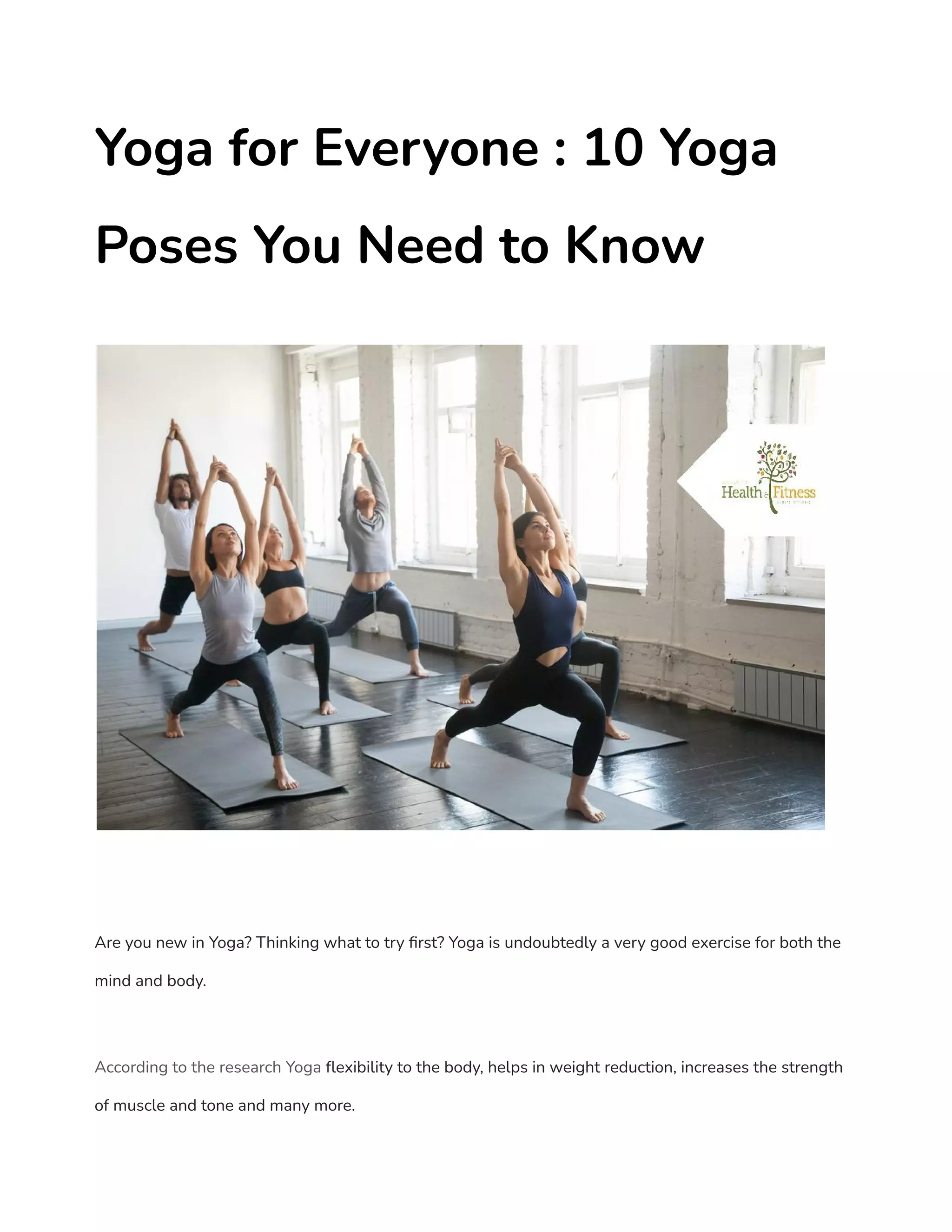 Yoga for everyone 10 yoga poses you need to know | PDF