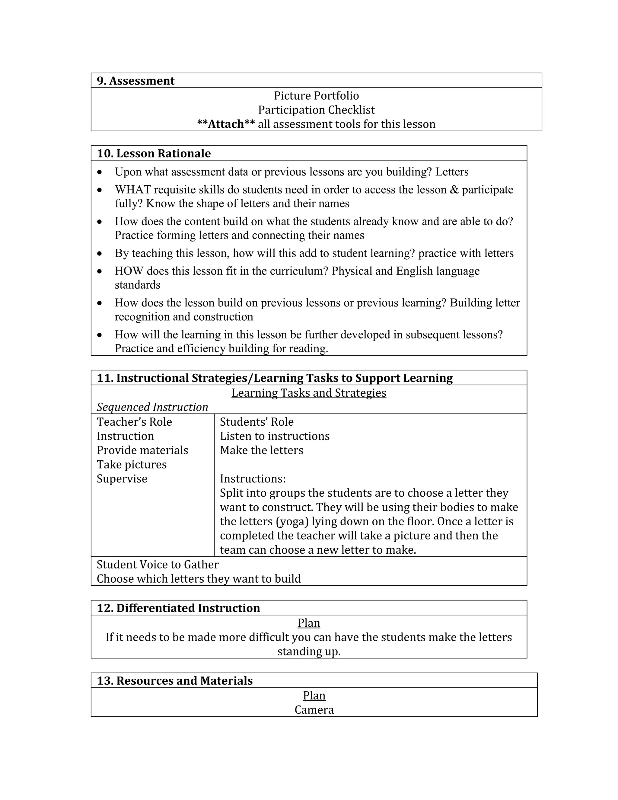 Yoga letter lesson plan tpa | PDF