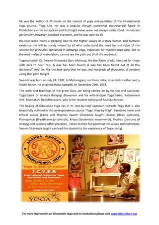 Yogamaharishi Dr Swami Gitananda Giri Guru Maharaj | PDF