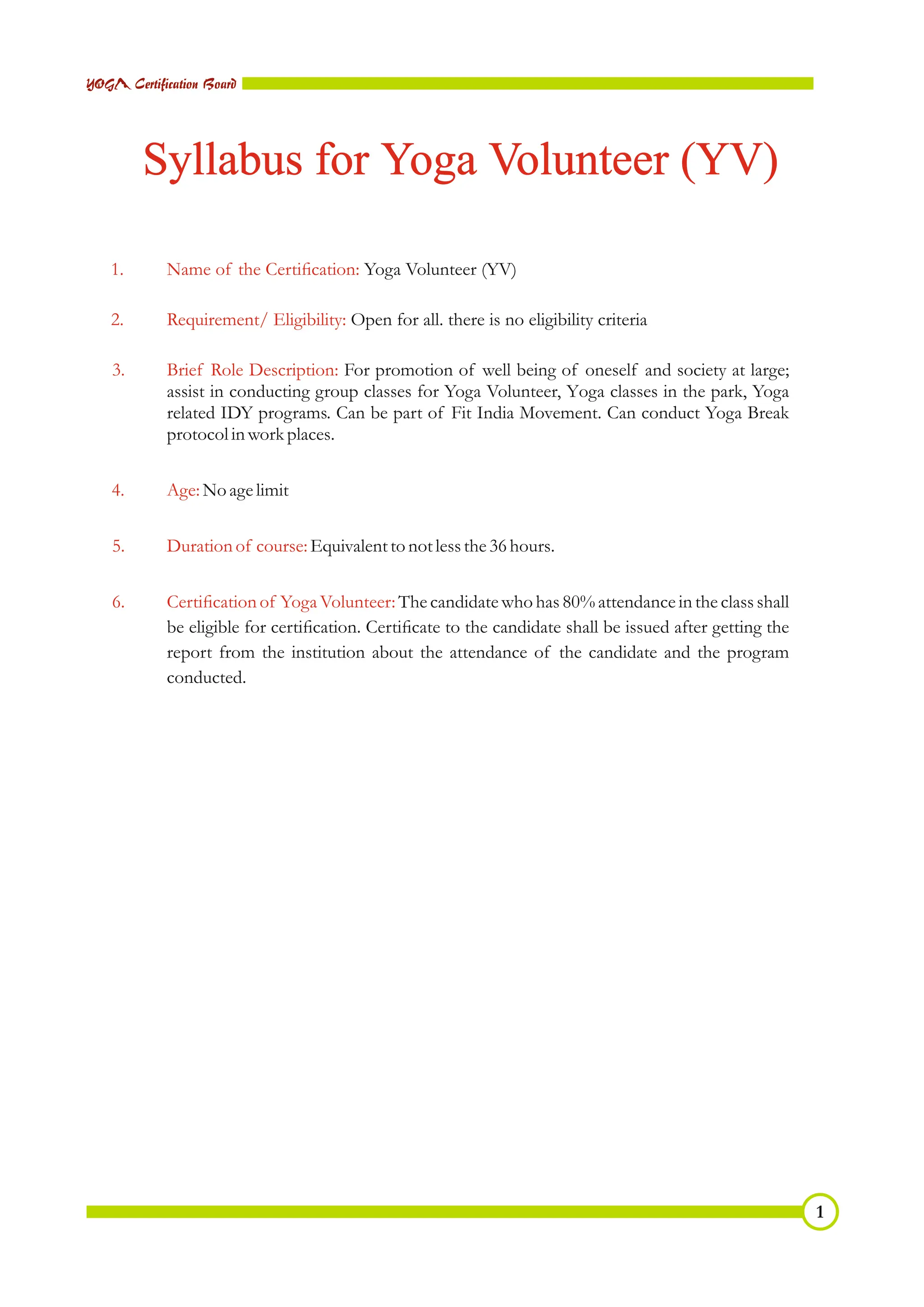 yoga volunteer syllabus | PDF
