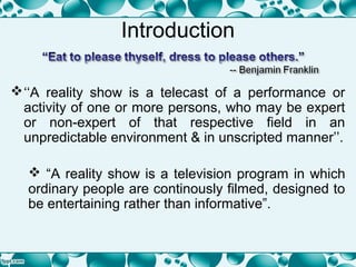 Reality Of Reality Shows | PPT