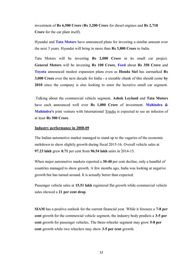 project report on mahindra and mahindra | PDF | Automotive Industry ...