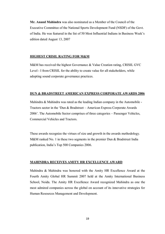 project report on mahindra and mahindra | PDF | Automotive Industry ...