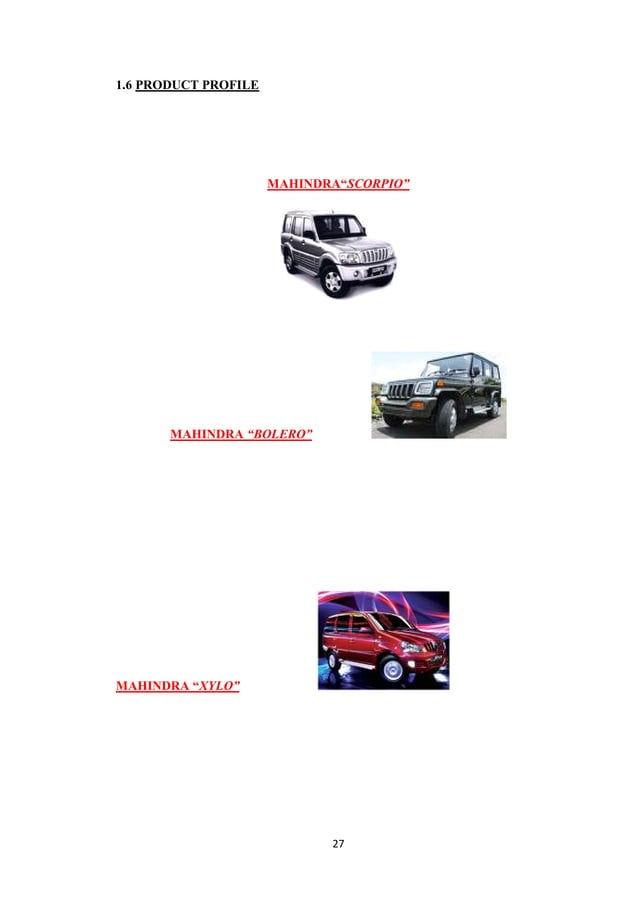 project report on mahindra and mahindra | PDF | Automotive Industry ...