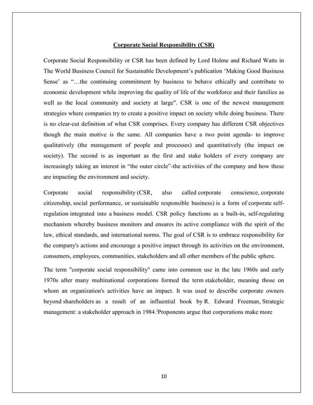 MBA CSR project | PDF