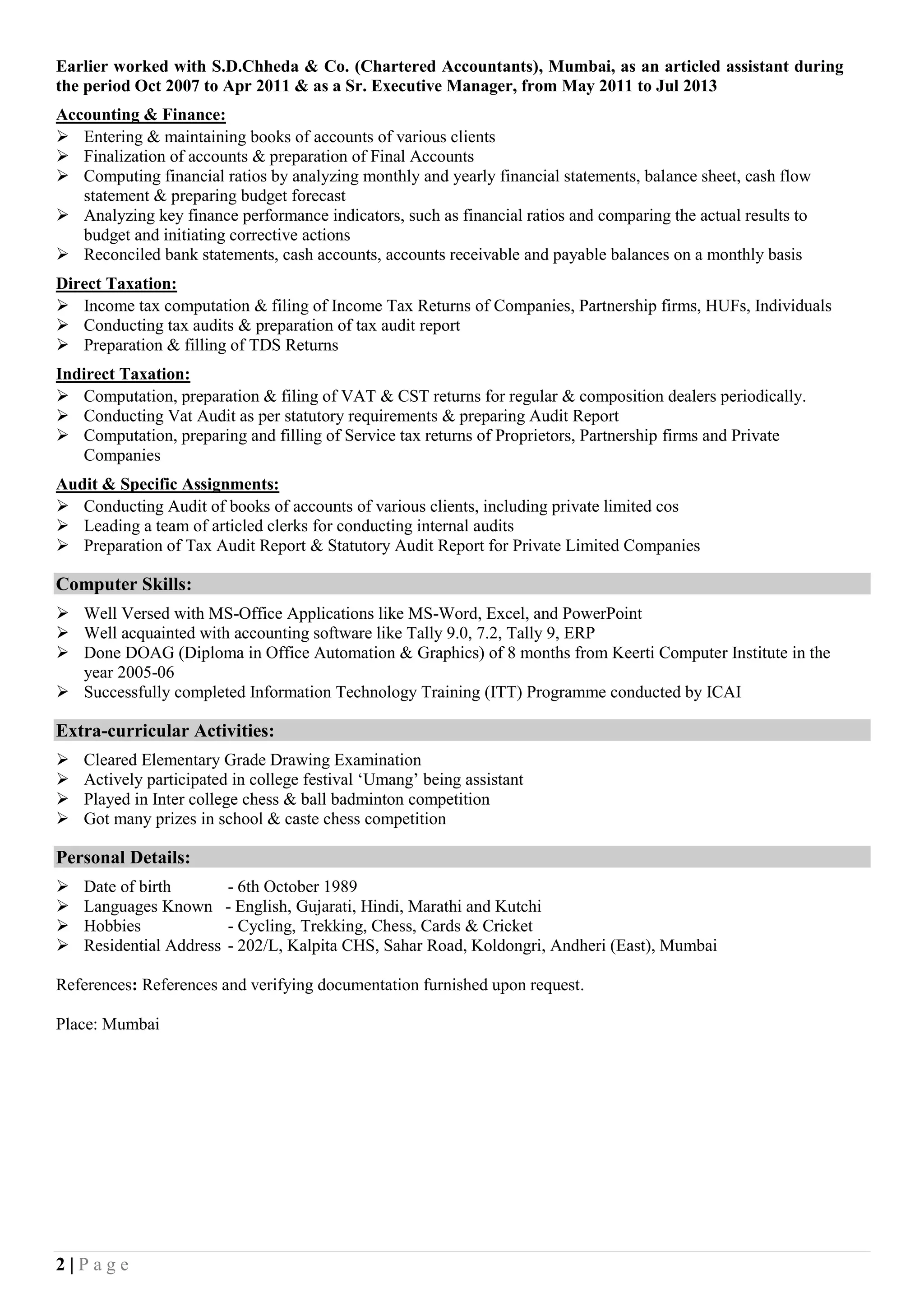 Yogesh Gada Resume | PDF