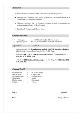 Yogesh kumar resume | PDF