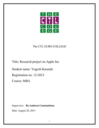 mba project report-on-apple-inc | DOC