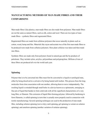 MANUFACTURING METHODS OF MAN-MADE FIBRES AND THEIR COMPARISONS | DOCX