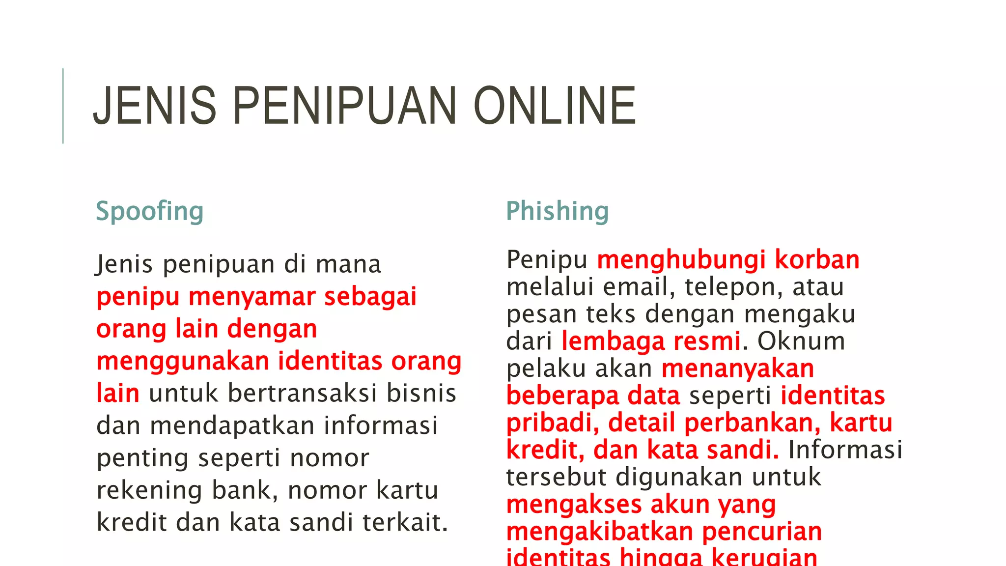 Jenis-jenis Penipuan di Internet dan Cara Menghindarinya | PPTX