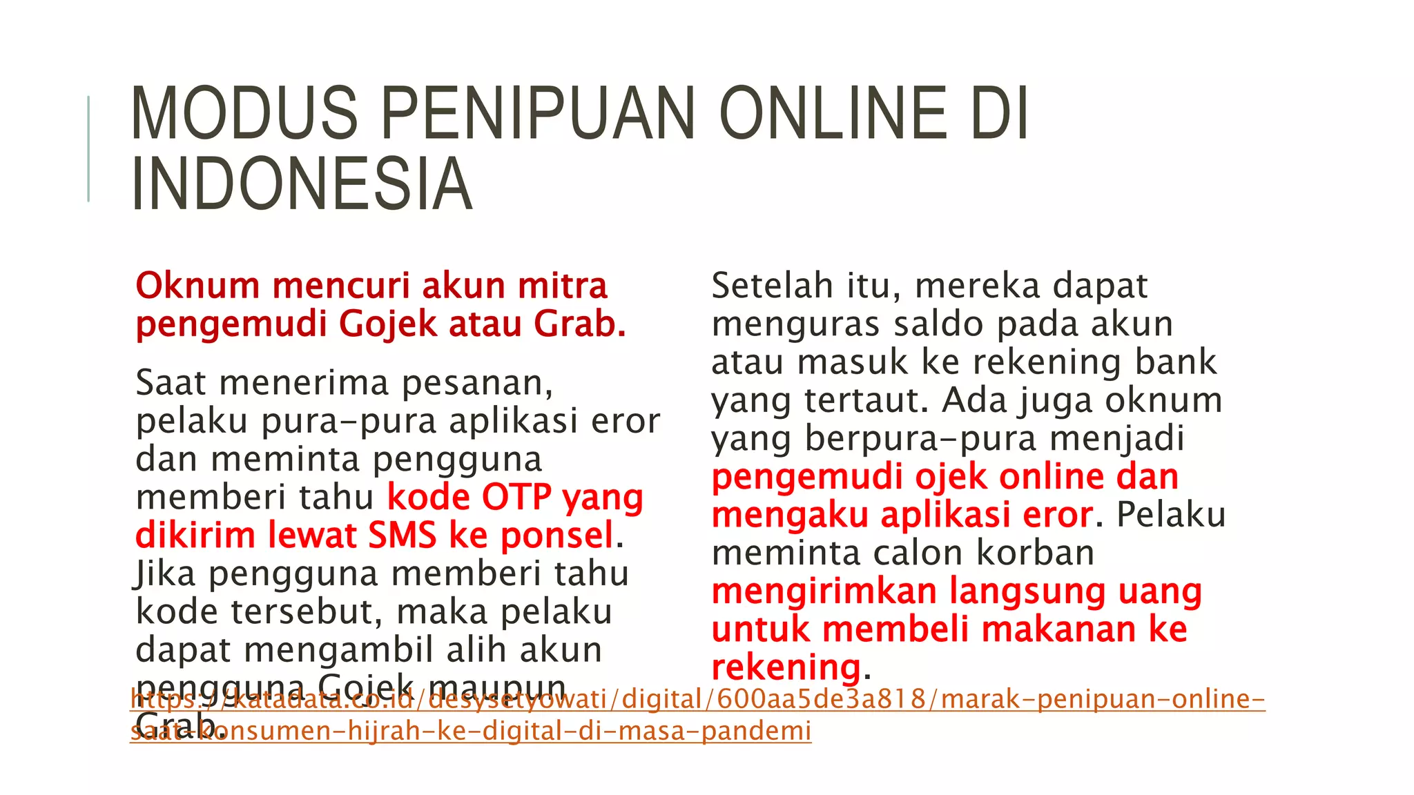 Jenis-jenis Penipuan di Internet dan Cara Menghindarinya | PPTX