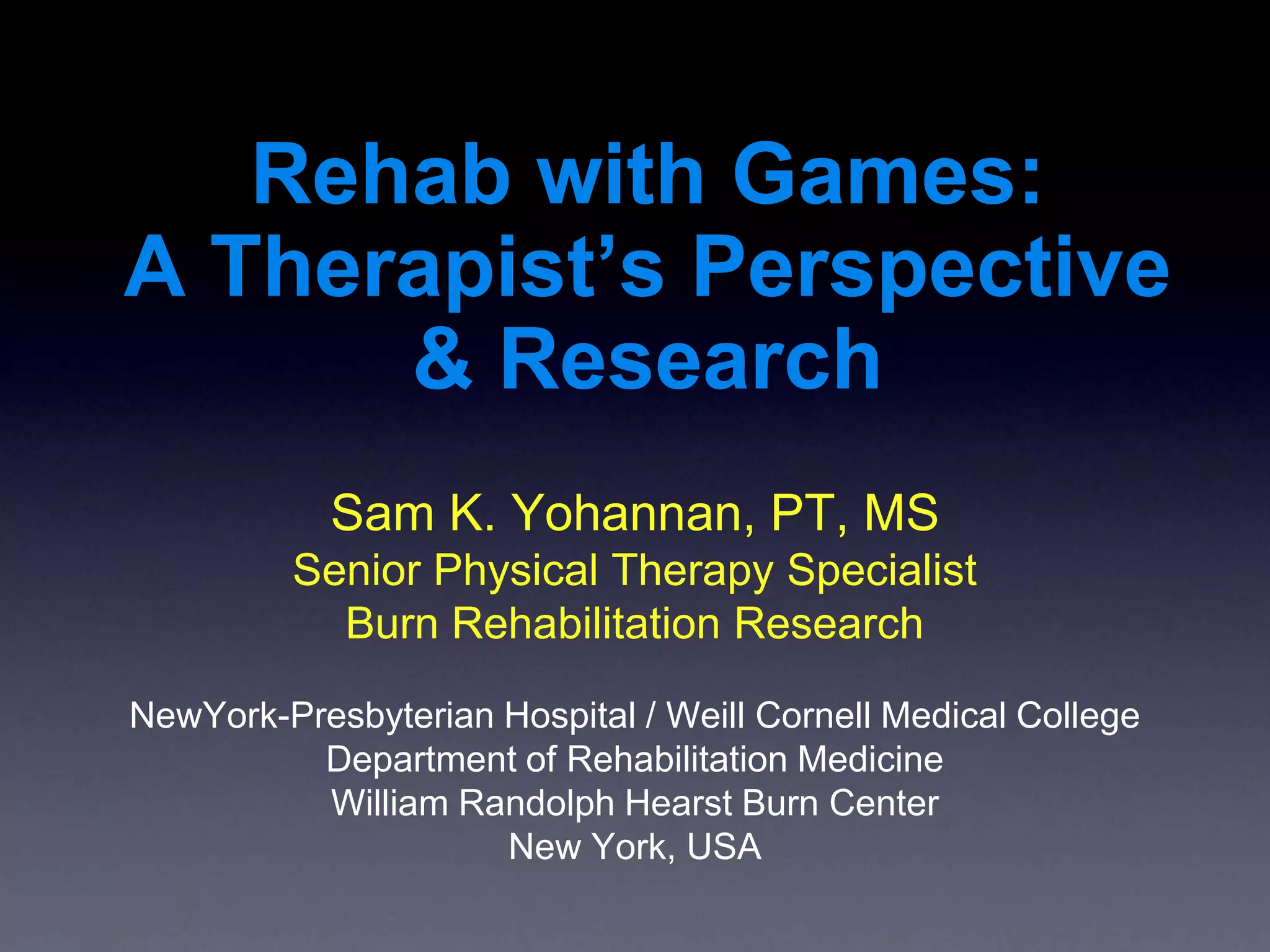 Rehab with Games | PDF