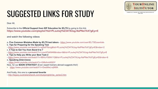 IELTS Links for Self-study | PPT