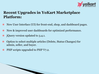 YoKart Multi-Vendor Marketplace Platform - New Upgrades & Feature Enhancements | PDF
