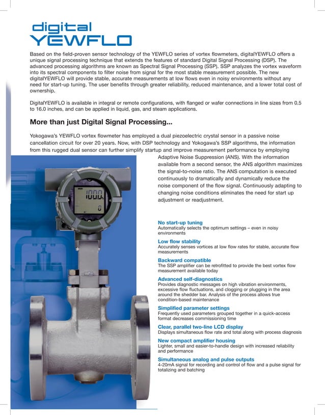 Yokogawa digital YEWFLOW Vortex Flowmeters | PDF | Internet of Things ...