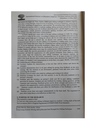 IMPROVING STUDENTS’ WRITING SKILL OF RECOUNT TEXT THROUGH PEER EDITING TECHNIQUE | PDF