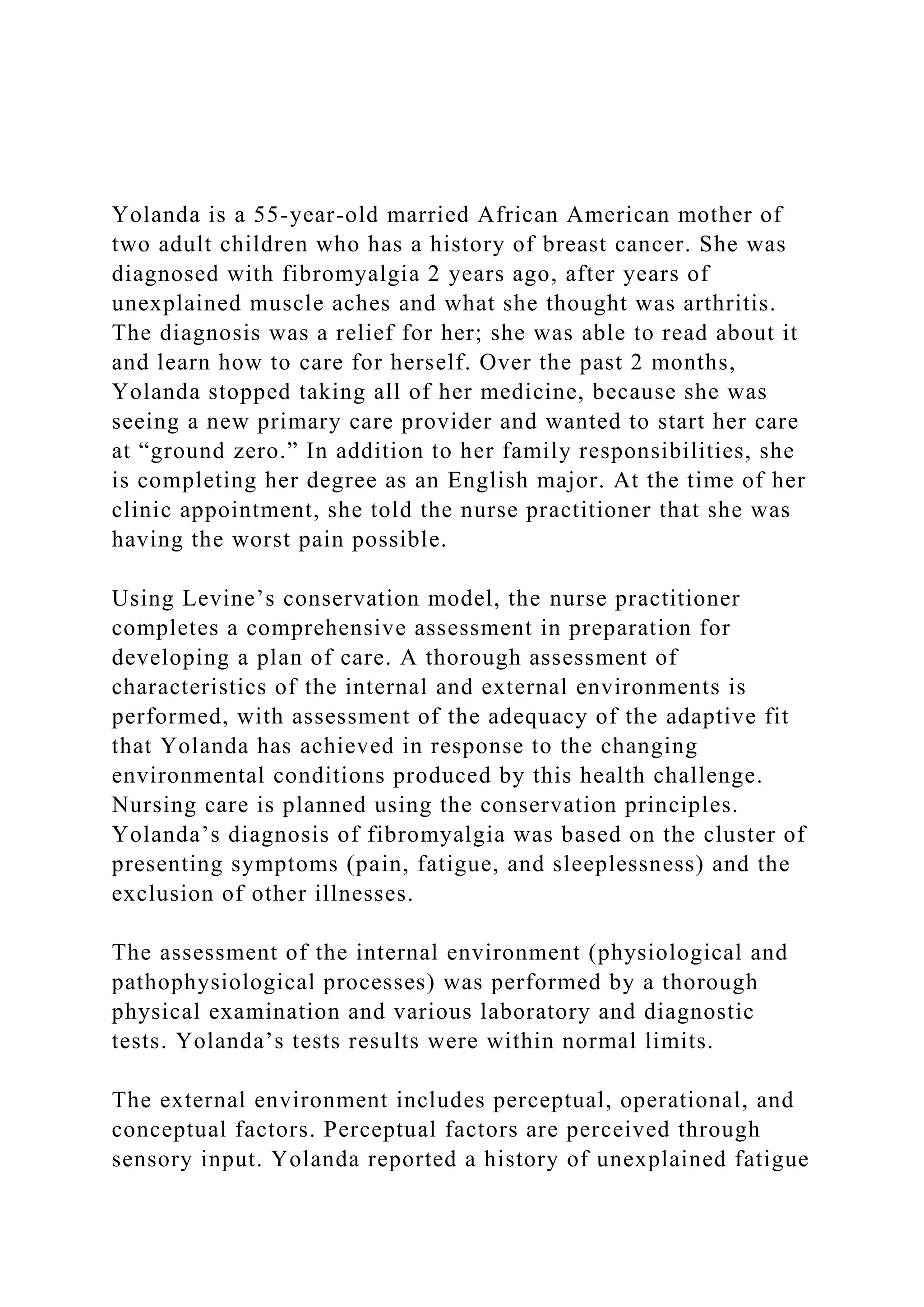 Yolanda is a 55-year-old married African American mother of two .docx