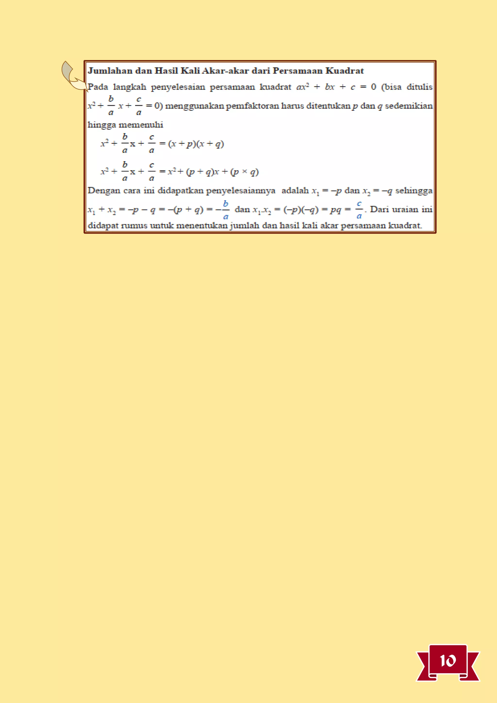 Bahan Ajar Persamaan Kuadrat SMP Kelas IX Kurikulum 2013 | PDF
