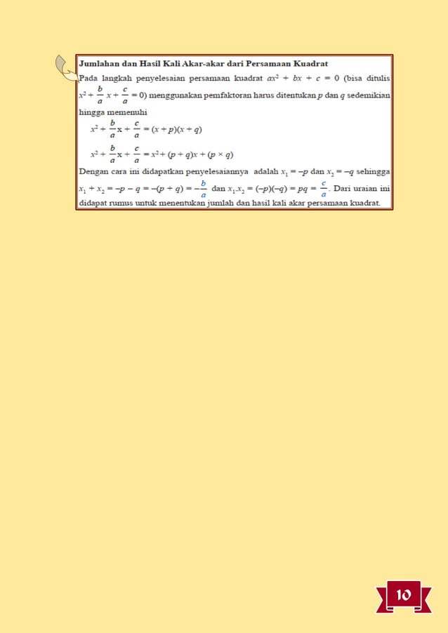 Bahan Ajar Persamaan Kuadrat SMP Kelas IX Kurikulum 2013 | PDF
