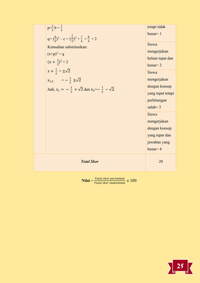 Bahan Ajar Persamaan Kuadrat SMP Kelas IX Kurikulum 2013 | PDF