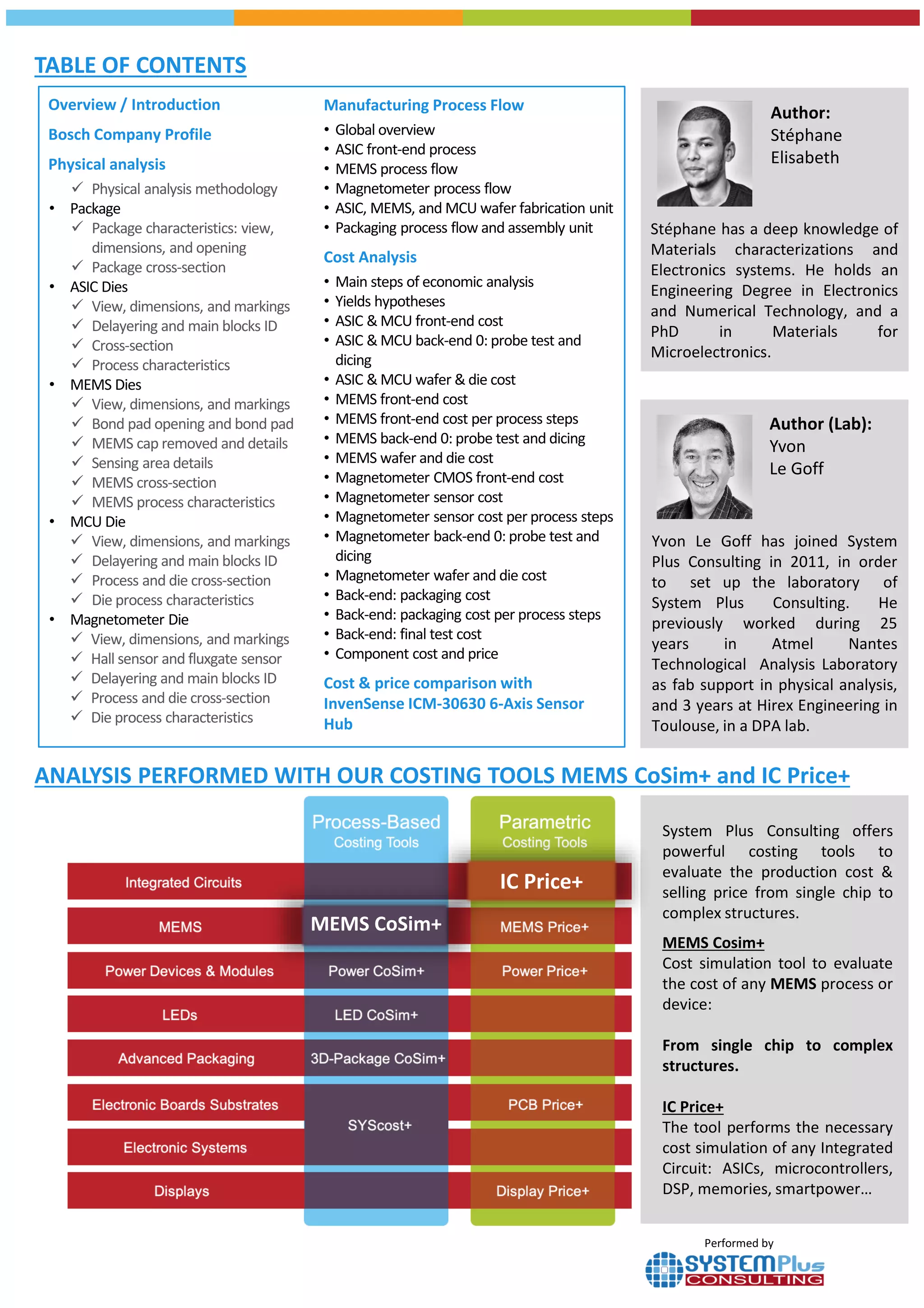 BOSCH Sensortec BMF055 Cortex M0+ 9-Axis Sensor Hub in SiP 2016 teardown reverse costing report ...